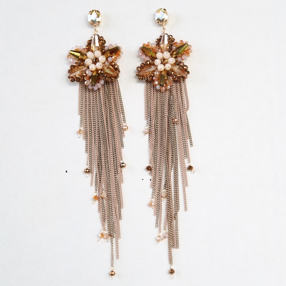 LOOK AROUND | Jewelry | Nwt Gold Flower Shape Chain Hanging Danglers ...